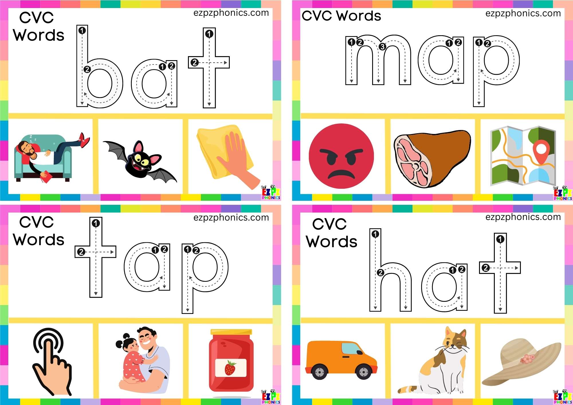 A Short Vowel Sound CVC Words - ezpzphonics.com